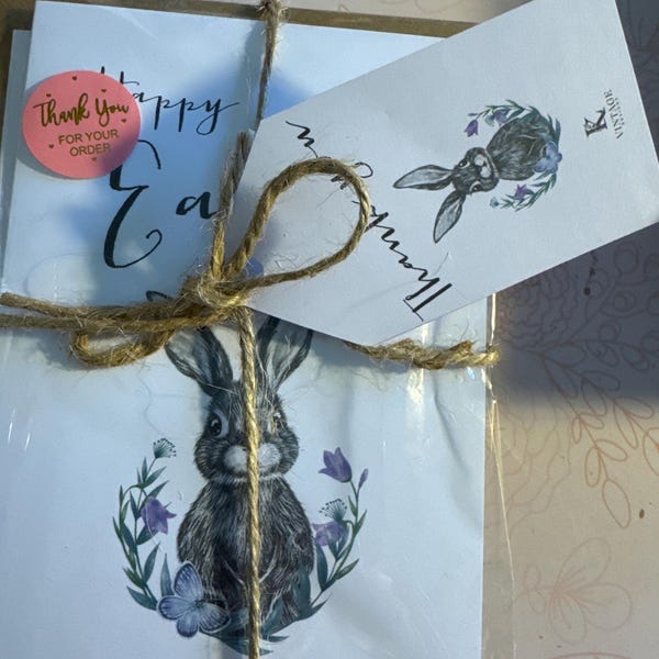 Pack 3 Handmade Easter Cards & Envelopes Happy Easter/easter Bunny ...