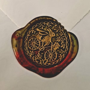 Rabbit Wax Seal Stamp Kit, Garden Bike Bunny Wax Seal Kit, Envelope ...