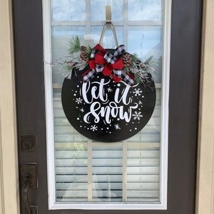 Winter Front Door Decor Front Door Wreath Let It Snow Front Door Sign ...