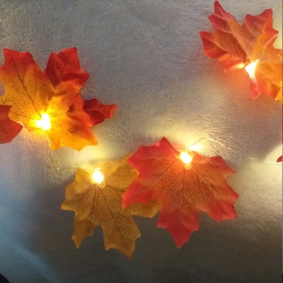 Autumn Leaf Fairy Lights Rich Red Gold Fabric Leaves on Every Led Light ...