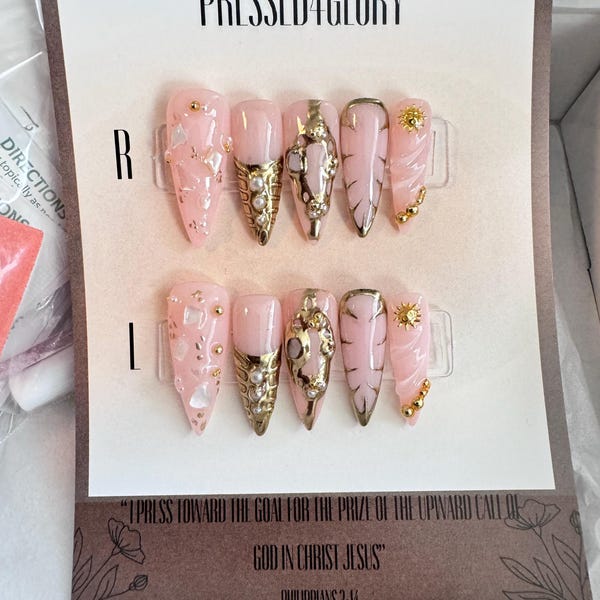 Cleo Sol Inspired Nails/brown Nails/ Neosoul Nails/ 3D Press on Nails ...