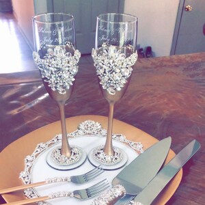 Personalized wedding glasses Wedding glasses toasting flutes | Etsy