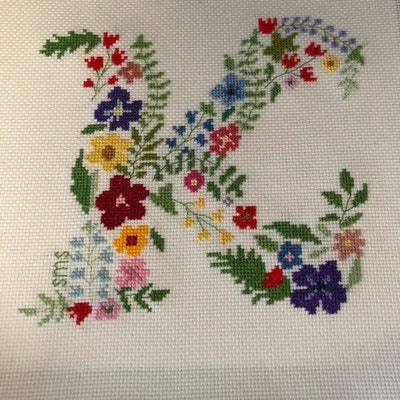 Letter K Cross Stitch Pattern Floral Rainbow Monogram Cute - Etsy