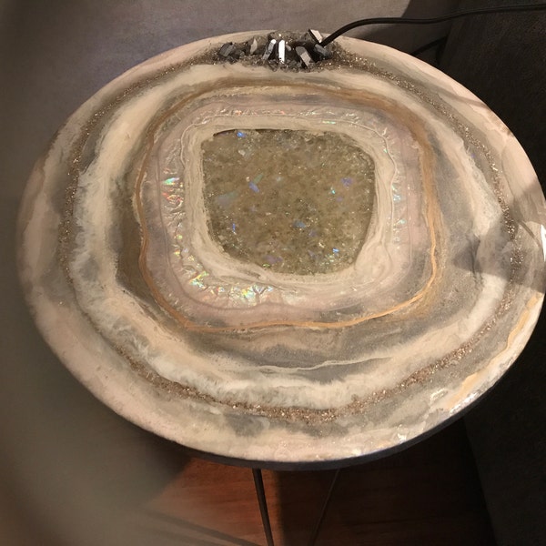 Geode Table Custom Made Art Slice Resin Epoxy Living Room Decor Unique ...