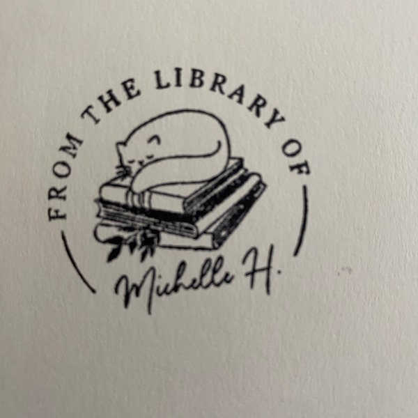 Personalized Cat Book Stamp, Library Stamp, Self Inking Library Stamp ...
