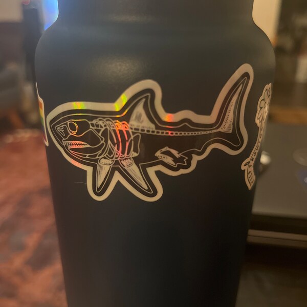 Holographic Skeleton Shark Sticker, Shark Sticker, Skeleton Sticker ...