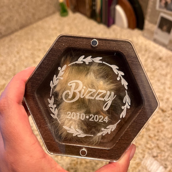 Wooden Pet Hair Memorial Box, Personalised Pet Fur Keepsake, Dog Hair ...