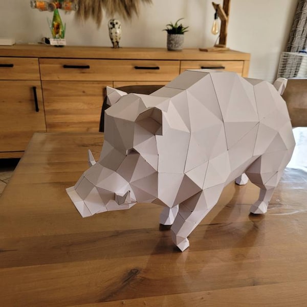 Wild Boar Paper Craft, Digital Template, Origami, PDF Download DIY, Low ...