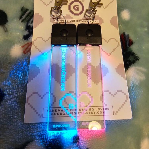 Personalized Gamer Couple LED Keychain Set | Custom Valentines or ...