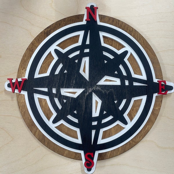 Compass SVG File | Compass SVG | Layered Sign Svg | Glowforge Layered ...