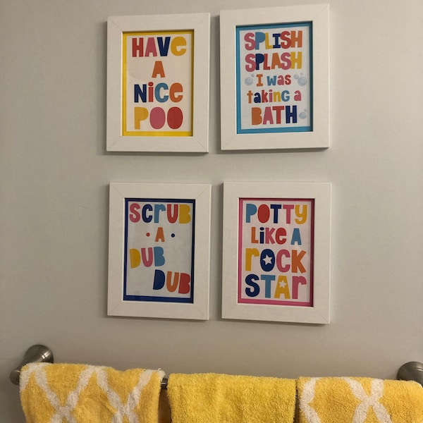 Colorful Kids Bathroom Printable Signs, Set of 9, Rainbow Colors ...