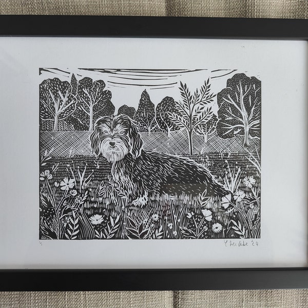 Custom Lino Print Pet Portrait Personalised Pet Portraits From Photo ...