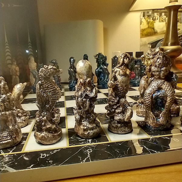 Neptune Chess Set, Customisable Colours (pieces Only) Neptune. Mermaid ...