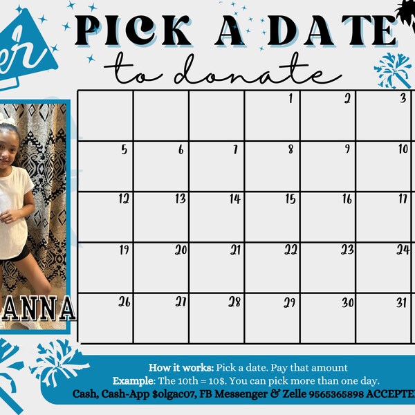 Editable Cheer Black Out My Board, Pick a Date to Donate, Fill My Bow ...