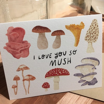 I Love You so Mush Mushroom Greeting Card - Etsy