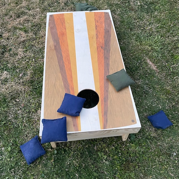 Retro Stained Poster Pyramid Cornhole Set With Bags - Cornhole Set ...