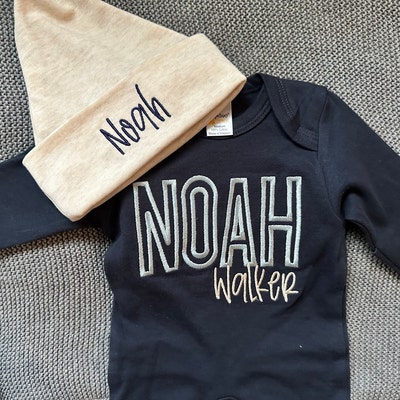 Personalized Navy Blue and Beige Newborn Outfit Coming Home - Etsy