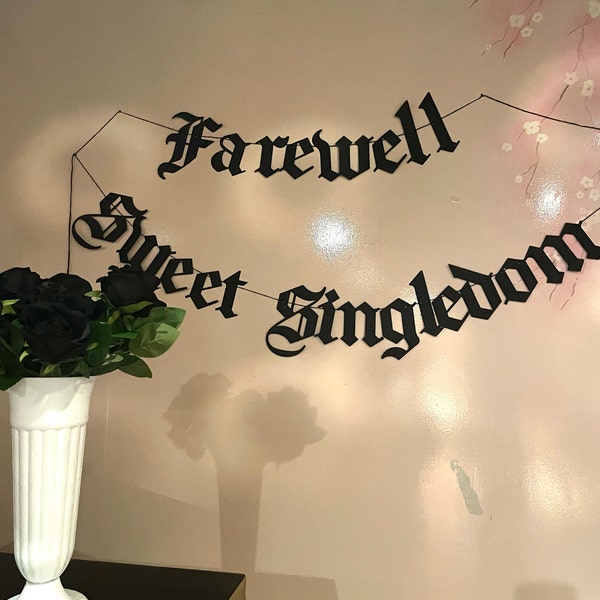 Farewell Sweet Singledom Gothic Banner, Goth Bachelorette Decoration ...