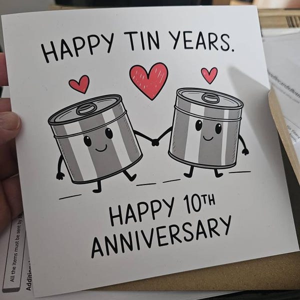 Happy Tin Years – 10th Anniversary Card: – Tin Anniversary Card - 10th ...