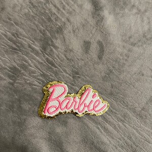 IRON ON Patch-barbie Logo Inspired-iron on Patches-glitter-embroidered ...
