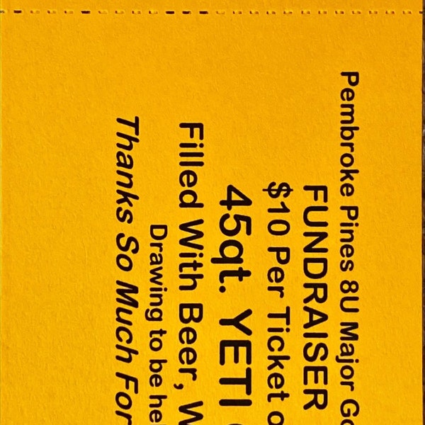 1,000 Custom Printed Raffle Tickets for Your Fundraiser. Card Stock of ...