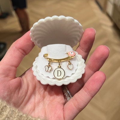 Personalized Italian Cornicello Gold Baby Pin Baby Brooch Baptism Pin ...