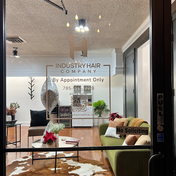 Custom Storefront Window Welcome Sign With QR CODE Business Hours Vinyl ...