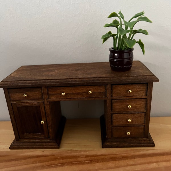 Dollhouse Miniature Unfinished Writing Desk With Drawers 1:12 Scale ...