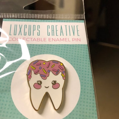 Pink Sweet Tooth Pin Hard Enamel Pin Cloisonné Tooth Lapel Pin Enamel ...