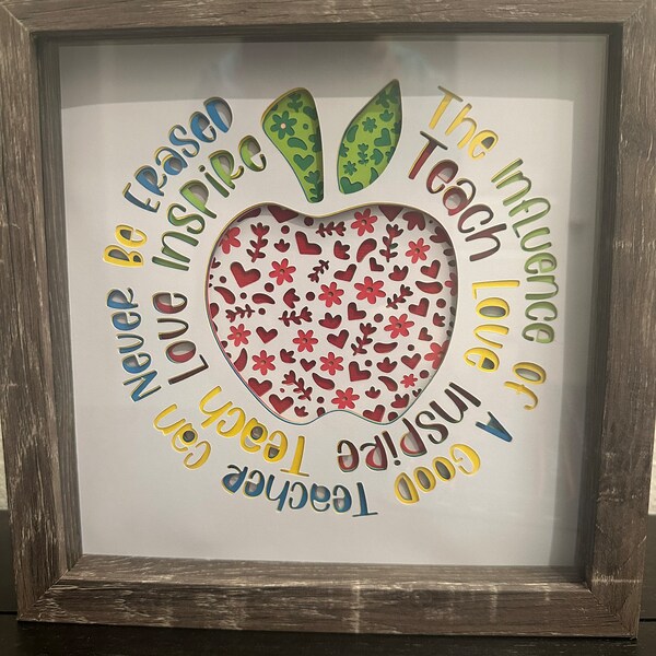 Teacher Inspire 3D Box Paper Cut Light Box Svg,teacher Life Shadow Box ...