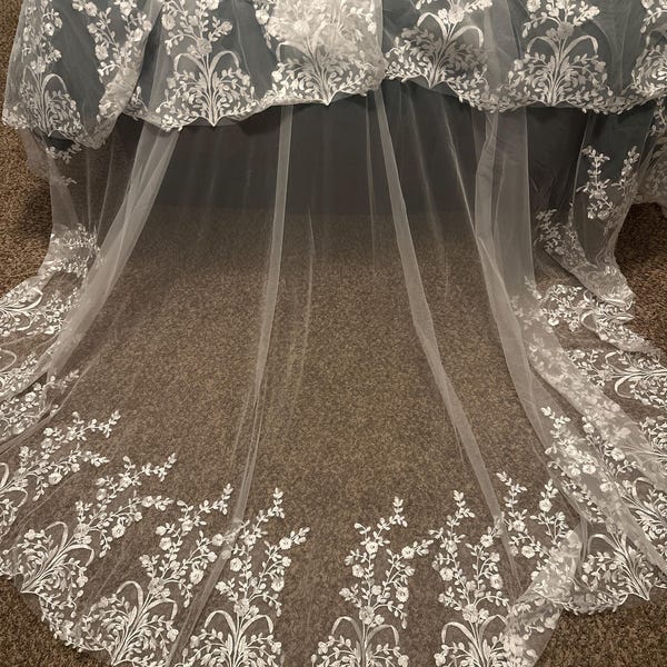 Minimalist Wedding Veil,simple Lace Veil,celestial Full Lace Bridal ...