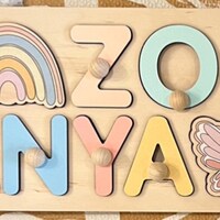 Pastel Pink Name Puzzle for Girl Rainbow Baby Gift Montessori Learning ...