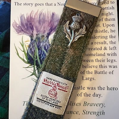 Harris Tweed Bookmark // Scottish Highland Cow, Thistle, Stag, Scottie ...