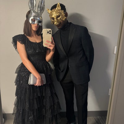 Silver Disco Ball Mirror Bunny Mask, Animal Face Mask With Mirror ...