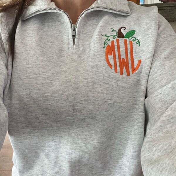 Fall Sweatshirt, Embroidered Shirt, Quarter Zip Sweatshirt, Monogrammed ...