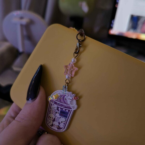 Kawaii Sakura Phone Charm - Pastel Pink Cherry Blossom Keychain ...