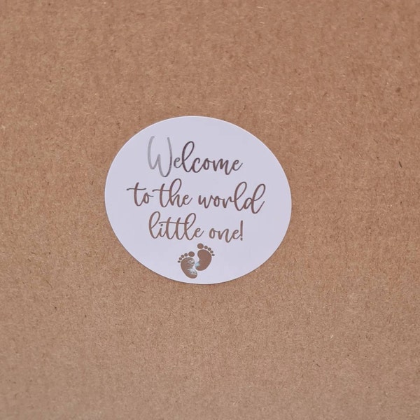 Welcome to the World Little One Baby Shower Foiled Stickers. Party Bag ...