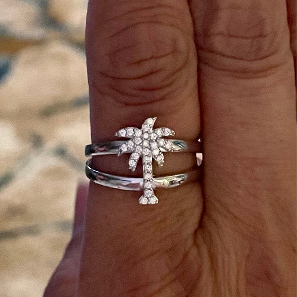 Palm Tree Promise Ring - Classic Palm Tree Ring - Tropical Statement ...