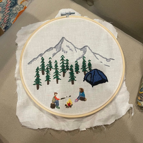 Camping Hand Embroidery Pattern - Camping Trip - PDF - Instant Download ...