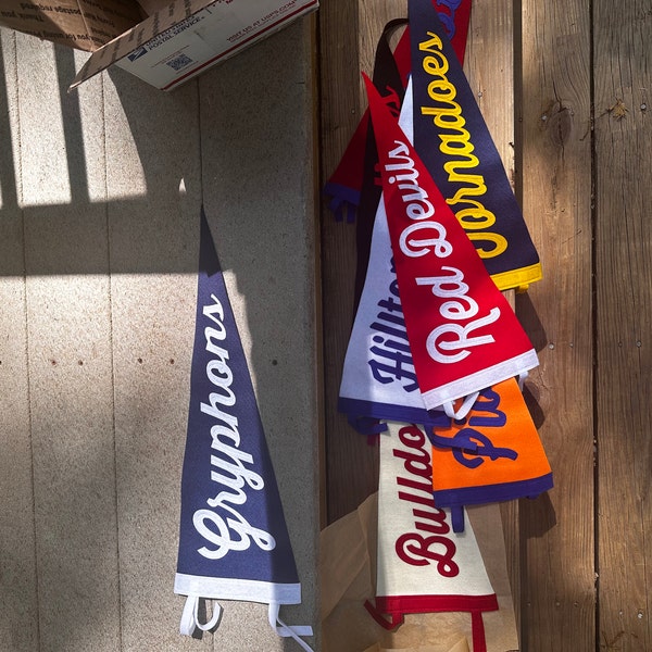 Old-fashioned Script Pennant Flag - Sewn Detail - { Customizable ...