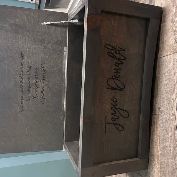 Rustic Toy Box With Engraved Front, Side Monogram, and Inside Lid ...