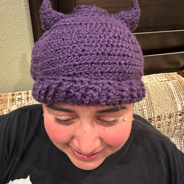 Devil Horn Docker Beanie PDF Pattern - Etsy
