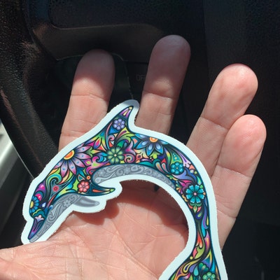 Black Flower Dolphin Sticker Printed Digital Vinyl Vehicle - Etsy