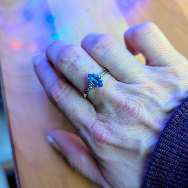 White Star Sapphire Ring, Engagement Ring, 14K White Gold Ring, Natural ...