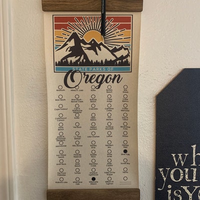 OR State Park Checklists WITH Pen // Oregon State // Canvas Hanging ...