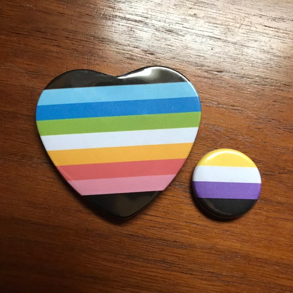 LGBTQ Pride Flag Pin Badges Pinback Buttons Magnet ~ 1" Pin 1.5" Pin 2. ...