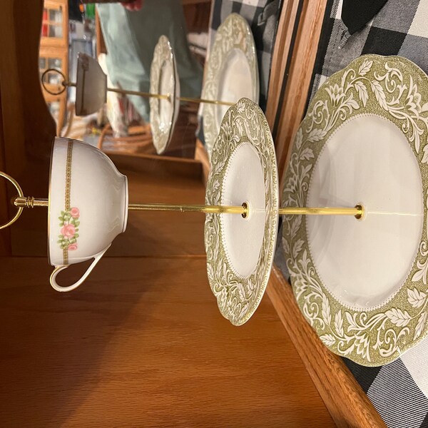 604, Three Tier Vintage Plate Stand, Royal Doulton, Chelsea Rose ...