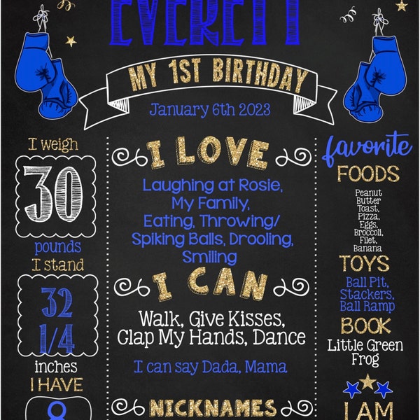 Boxing Birthday Milestone - Boxer Themed Party Poster - Editable ...