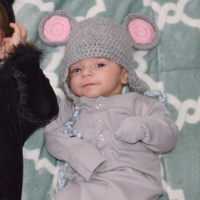 Crochet Mouse Hat...mouse Hat...newborn Photo Prop...baby Mouse Hat ...