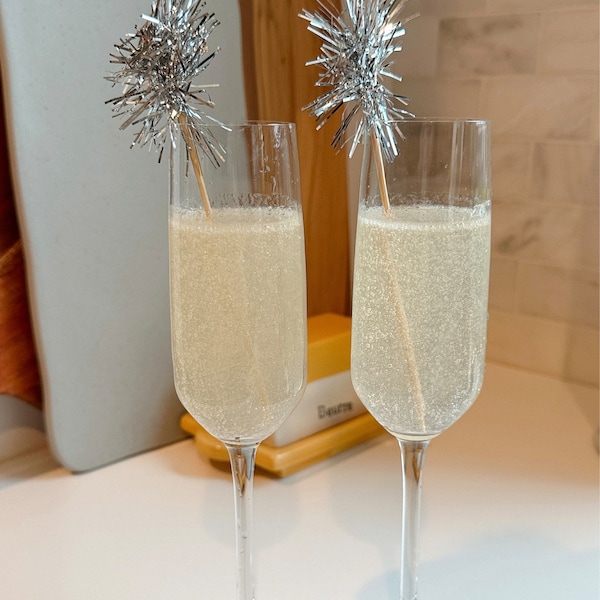 100 Tinsel Stir Sticks | Gold Silver Blush Black Sparkle Champagne ...